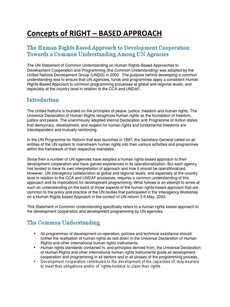 Concepts of Right - Based Approach | PDF | International Development ...