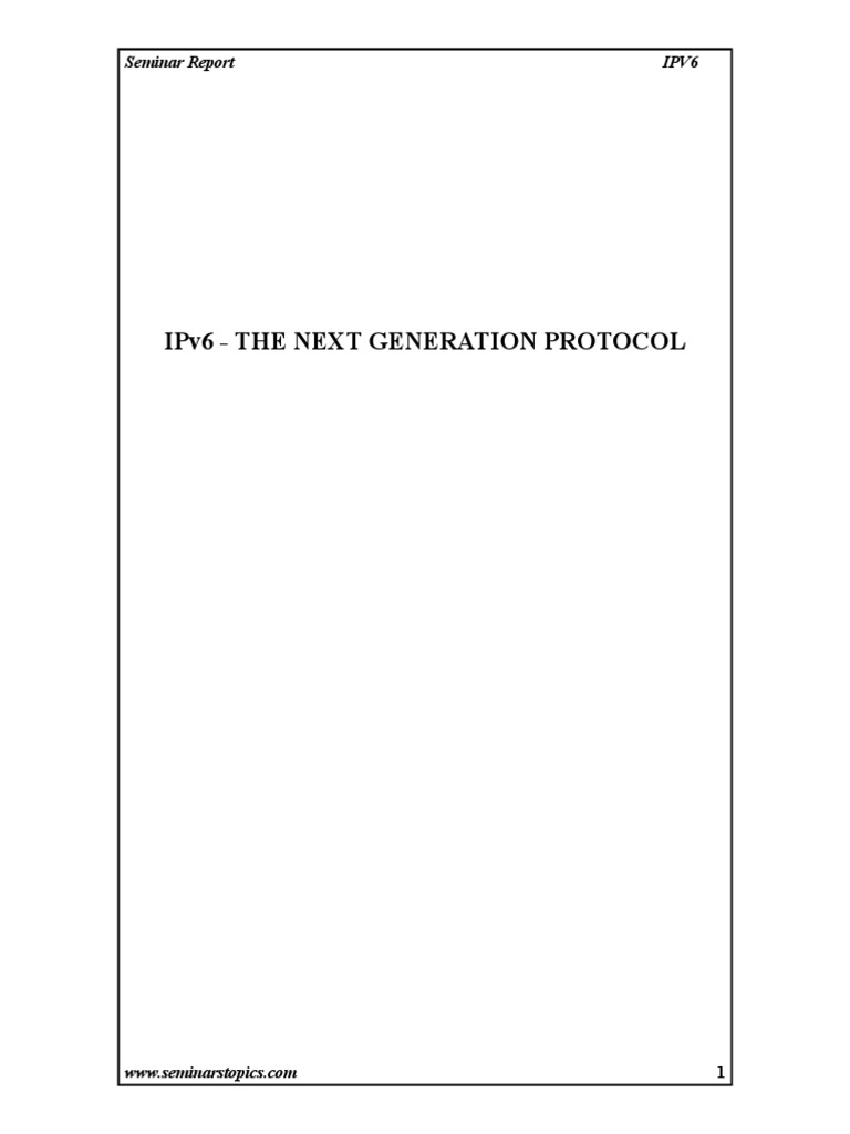 Ipv6 - The Next Generation Protocol | PDF | I Pv6 | Internet Protocol Suite