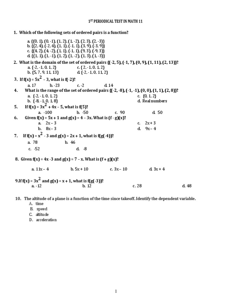 First Periodical Test in Gen Math | PDF | Exponential Function ...
