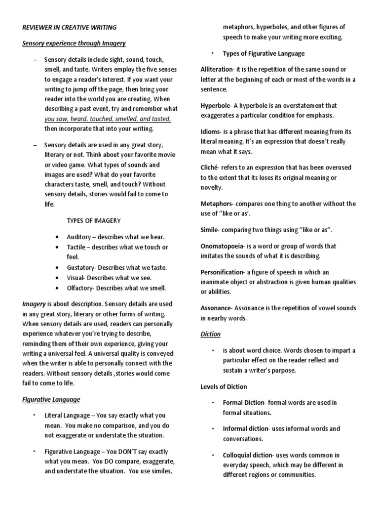 Reviewer in Creative Writing Allyyyy | PDF | Poetry | Narration