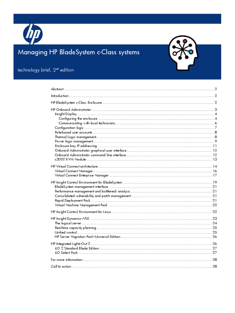 Managing HP Bladesystem C-Class Systems: Technology Brief, 2 Edition ...