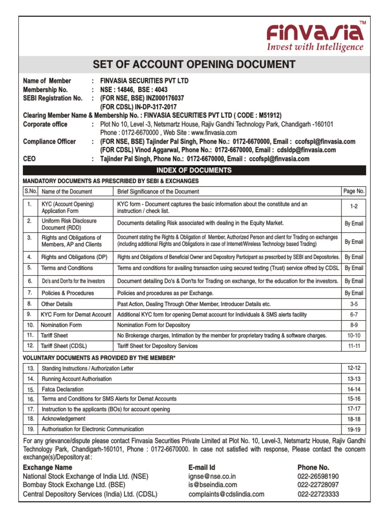 Finvasia Equity DP Individual | PDF | Identity Document | Financial Markets