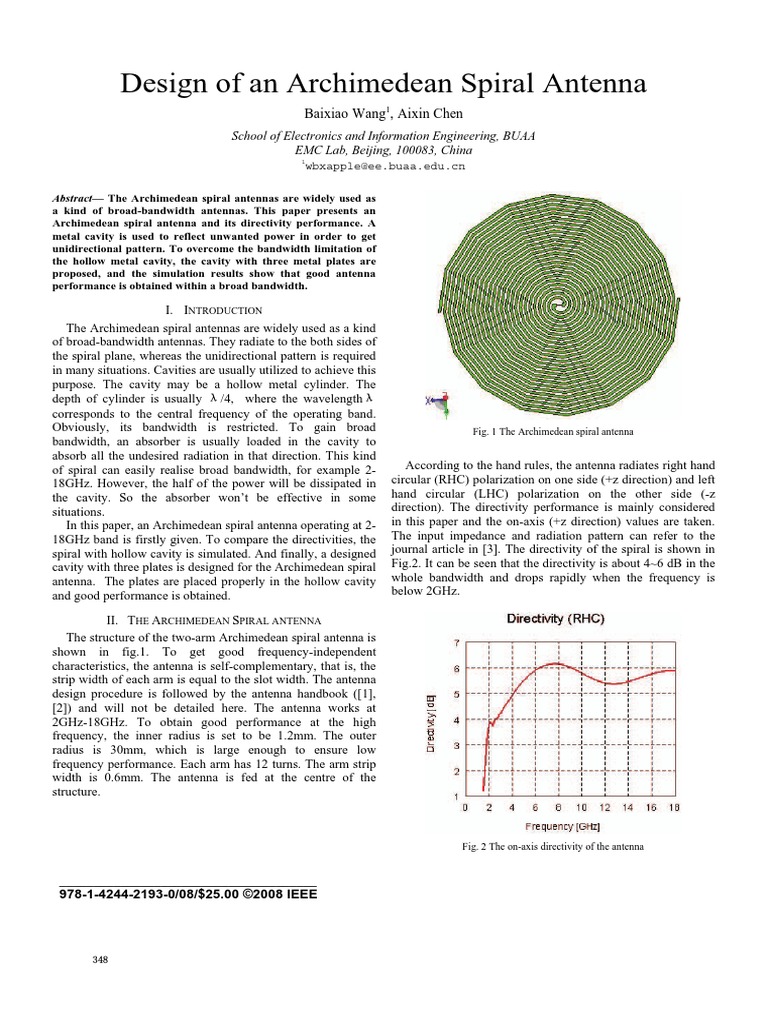 Design of An Archimedean Spiral Antenna | PDF | Antenna (Radio ...
