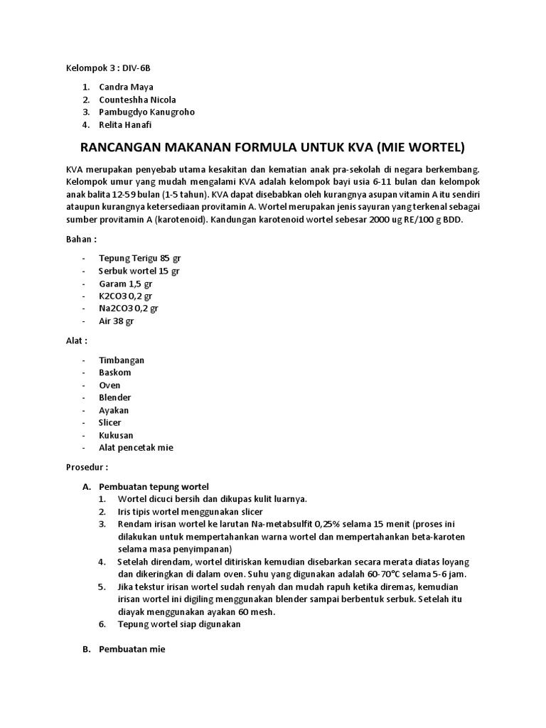 Rancangan Makanan Formula KVA | PDF