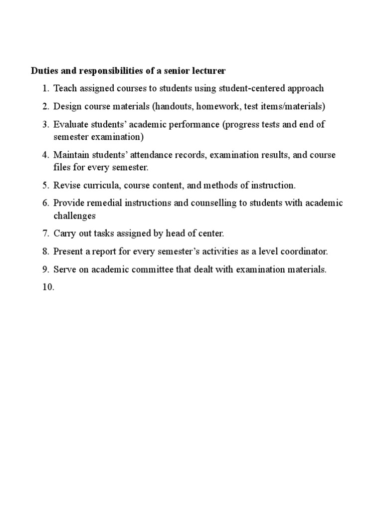 Duties and Responsibilities | PDF