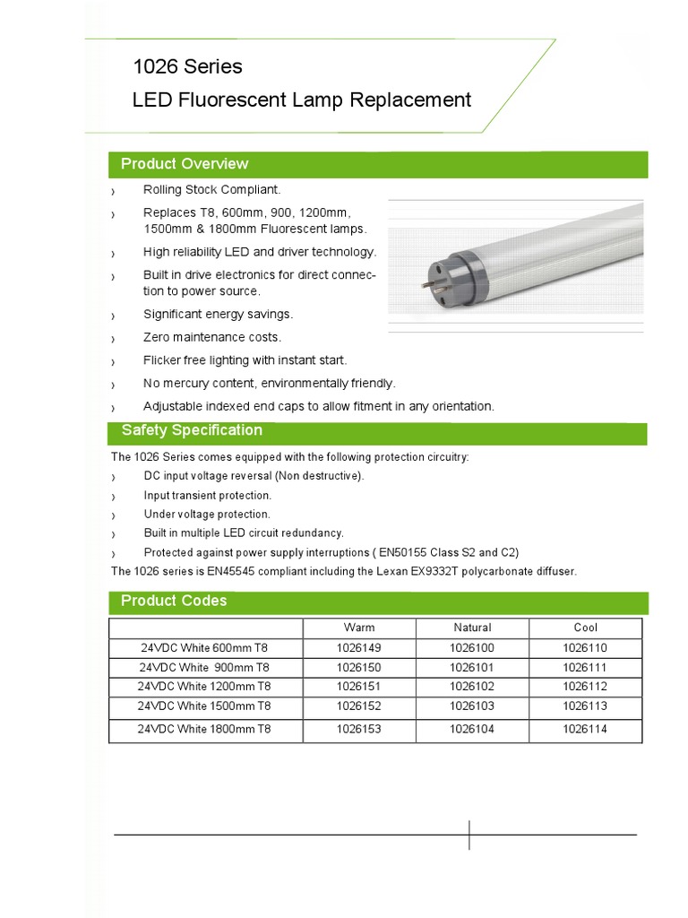 LED Tube Datasheet 1 | PDF | Fluorescent Lamp | Power Supply
