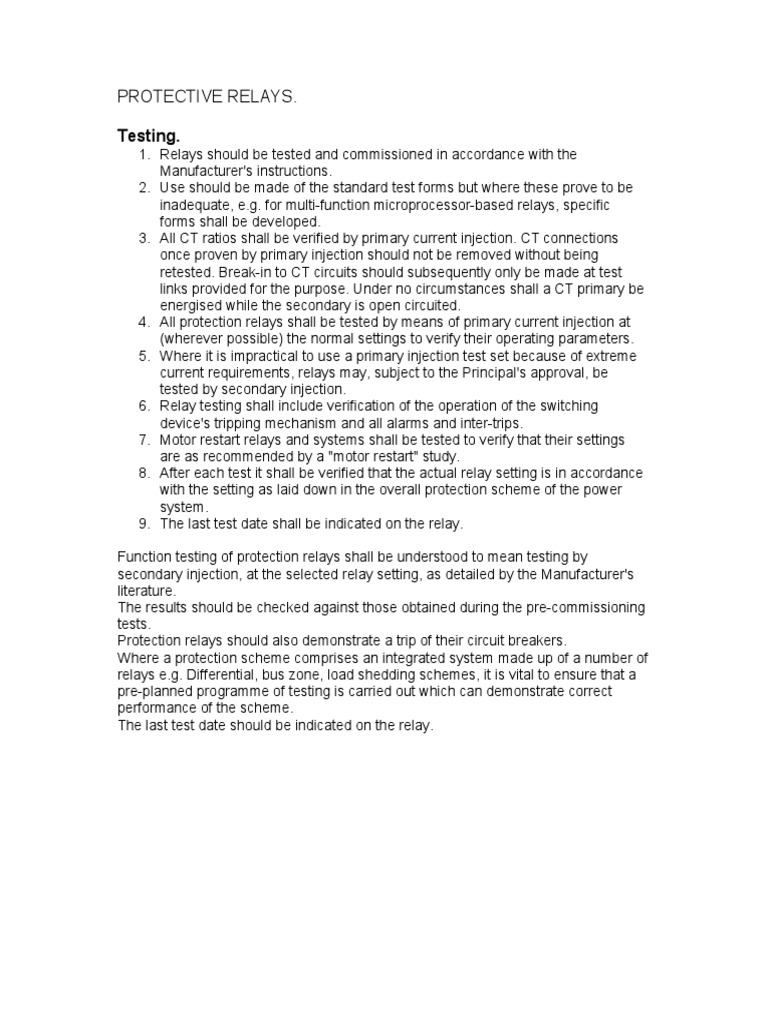 Protective Relays Testing | PDF | Technology & Engineering
