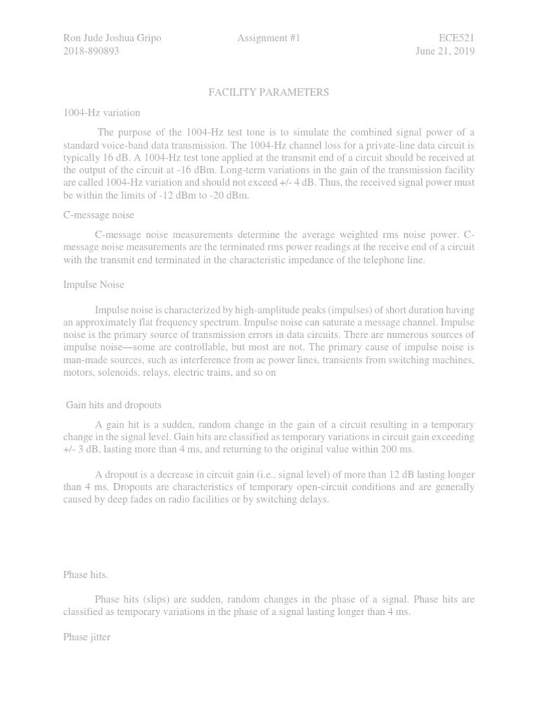 Facility Parameters | PDF | Electromagnetic Interference | Distortion