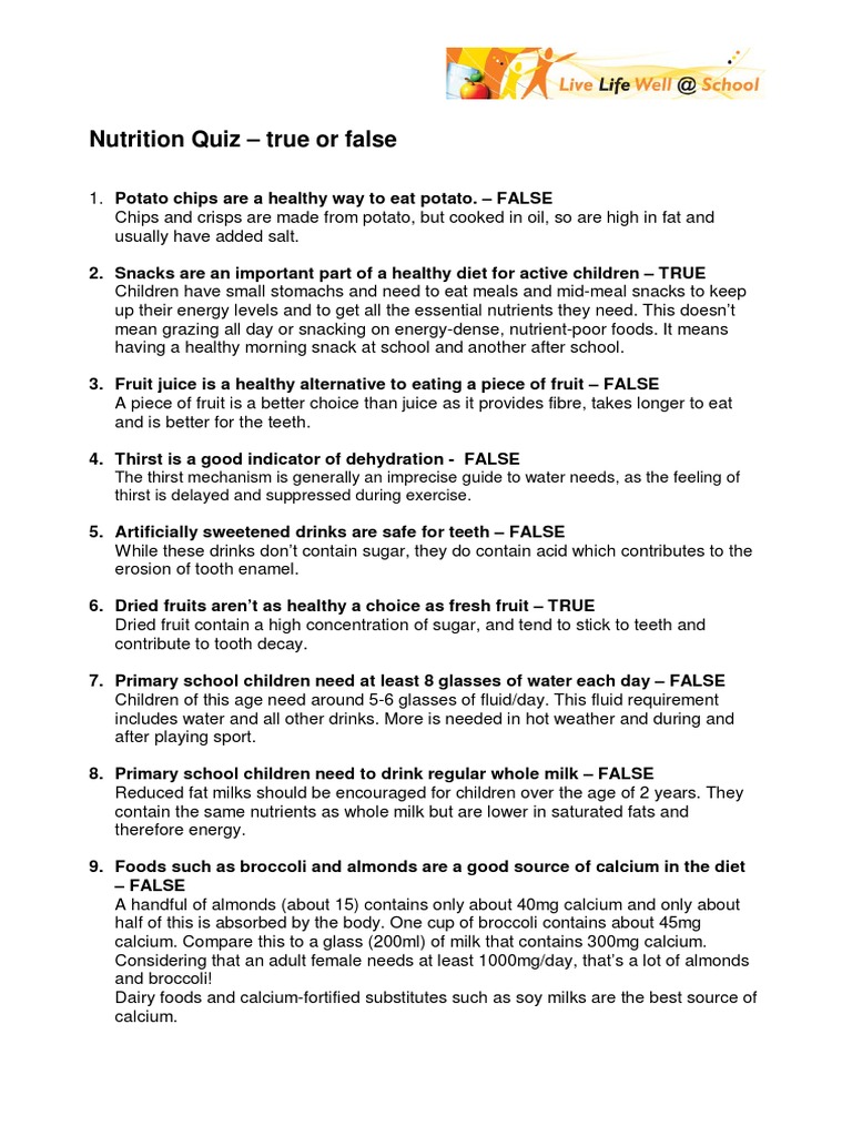 Nutrition Quiz | PDF