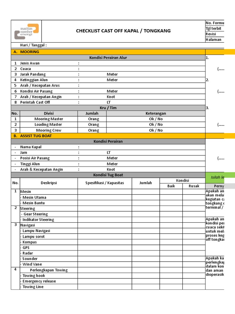 Checklist Inspection Jetty (Pak Sigit) | PDF