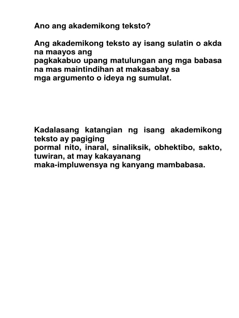 Ano Ang Akademikong Teksto | PDF