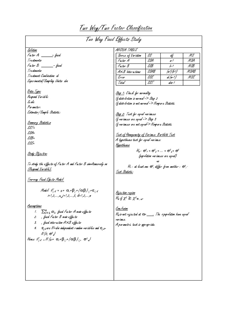 Two Way/Two Factor Classification | PDF | Statistical Hypothesis ...