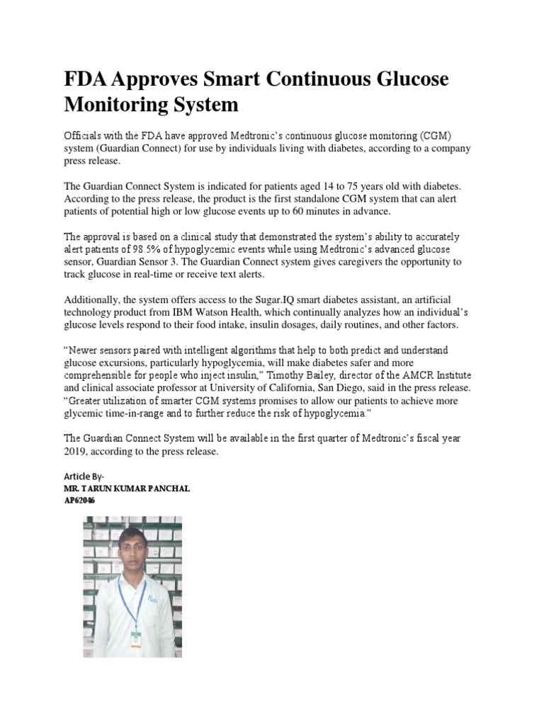FDA Approves Smart Continuous Glucose Monitoring System | PDF