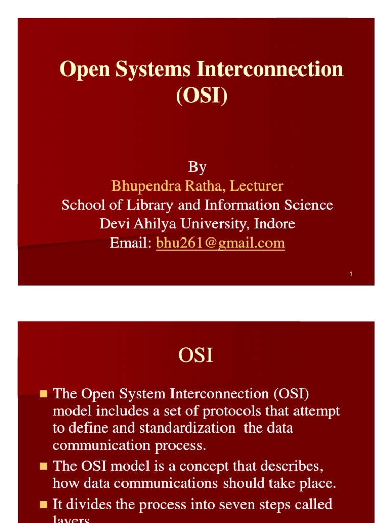 Open Systems Interconnection Open Systems Interconnection (OSI) (OSI ...