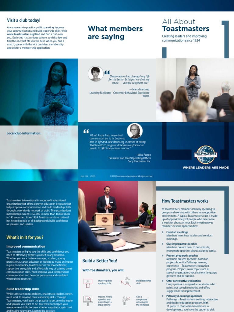 Toastmasters 124 All About Toastmasters Letter Size Ffe | PDF | Public ...