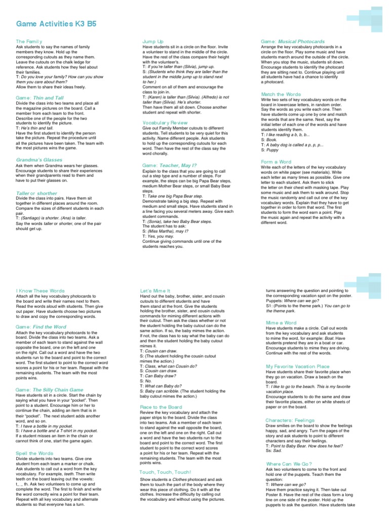Games Activities Pdf Vocabulary