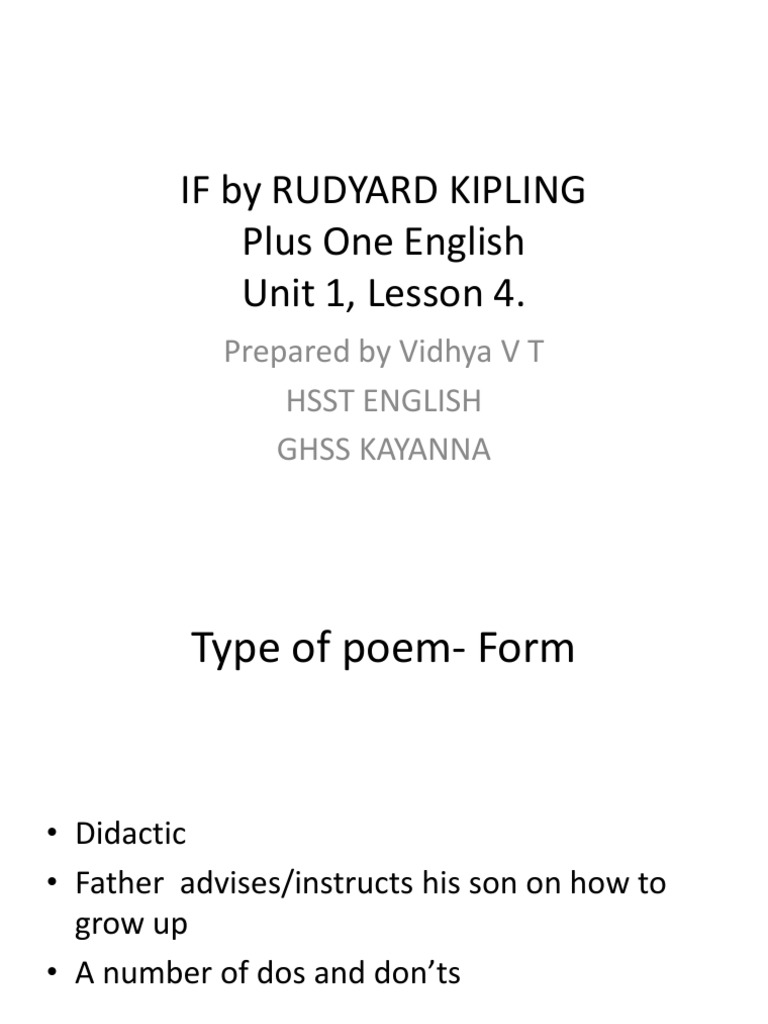 "Analysis of Kipling's Poem 'If'" | PDF | Self-Improvement