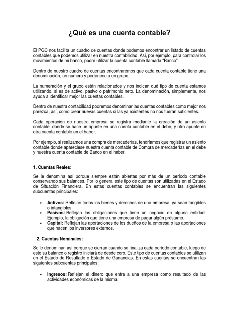 Qué Es Una Cuenta Contable | PDF | Contabilidad | Beneficio (economía)