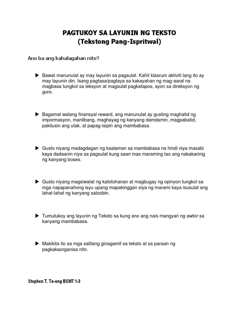 Layunin NG Teksto | PDF