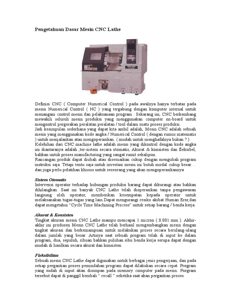 Pengetahuan Dasar Mesin Cnc Lathe Pdf