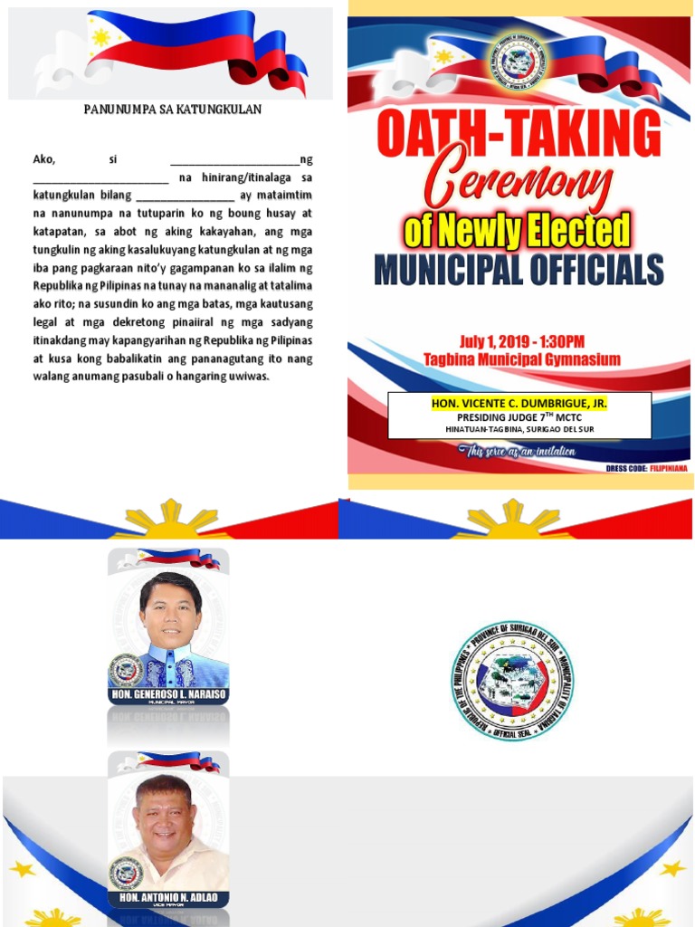 Oath Taking Ceremony of Newly Elected Municipal Officials | PDF