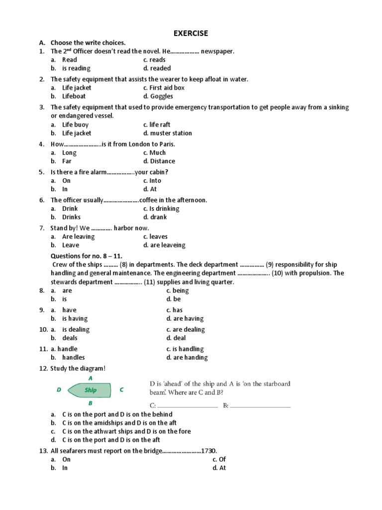Marine English Pre Test | PDF | Ships | Port