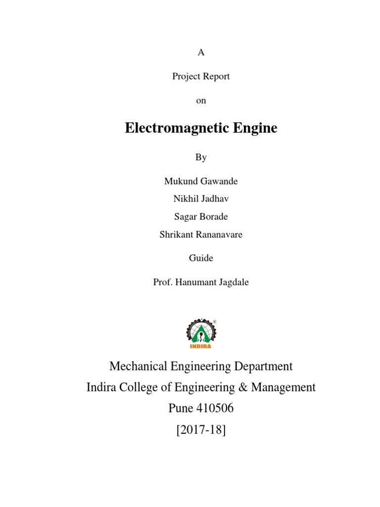 Electromagnetic Engine Report | PDF | Internal Combustion Engine | Inductor