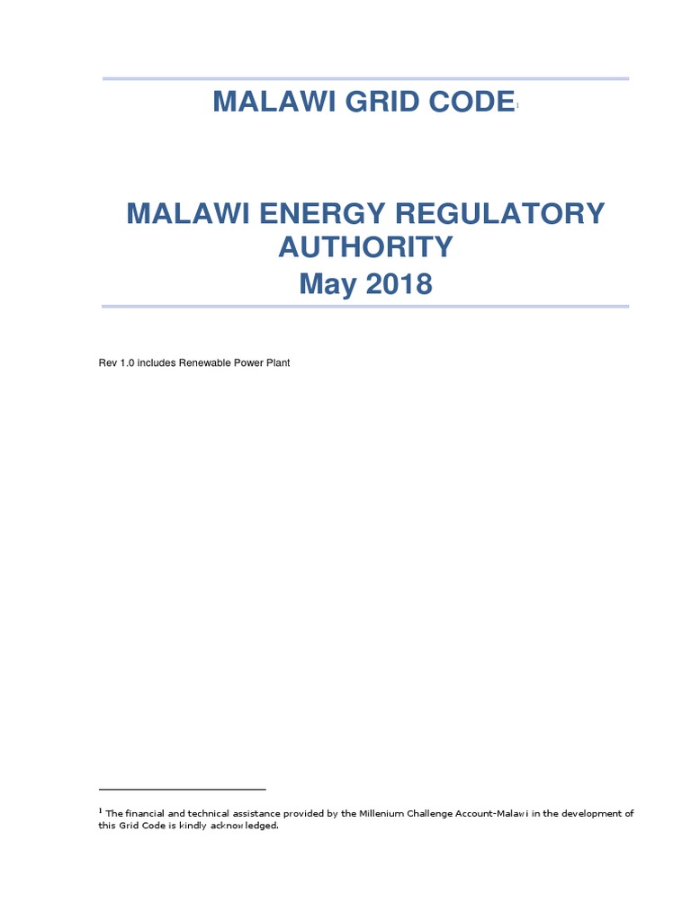 Malawi Grid Code May 2018 | PDF | Electrical Grid | Electric Power ...