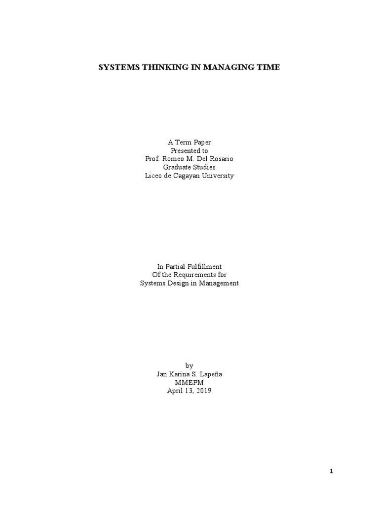 Systems Thinking for Effective Time Management | PDF | Time Management ...