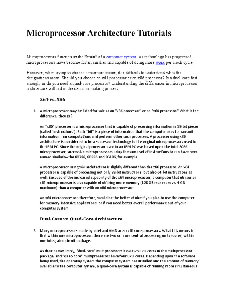 Microprocessor Architecture Guide | PDF | Central Processing Unit | Multi Core Processor