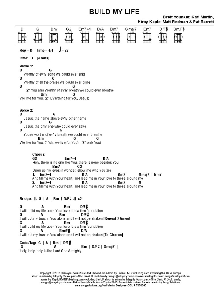 Build My Life Chord Chart | PDF