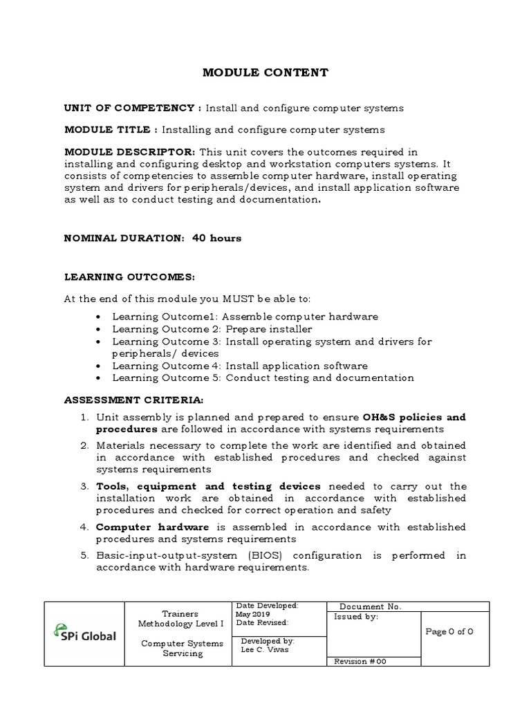Module Content: Install and Configure Computer Systems | PDF ...