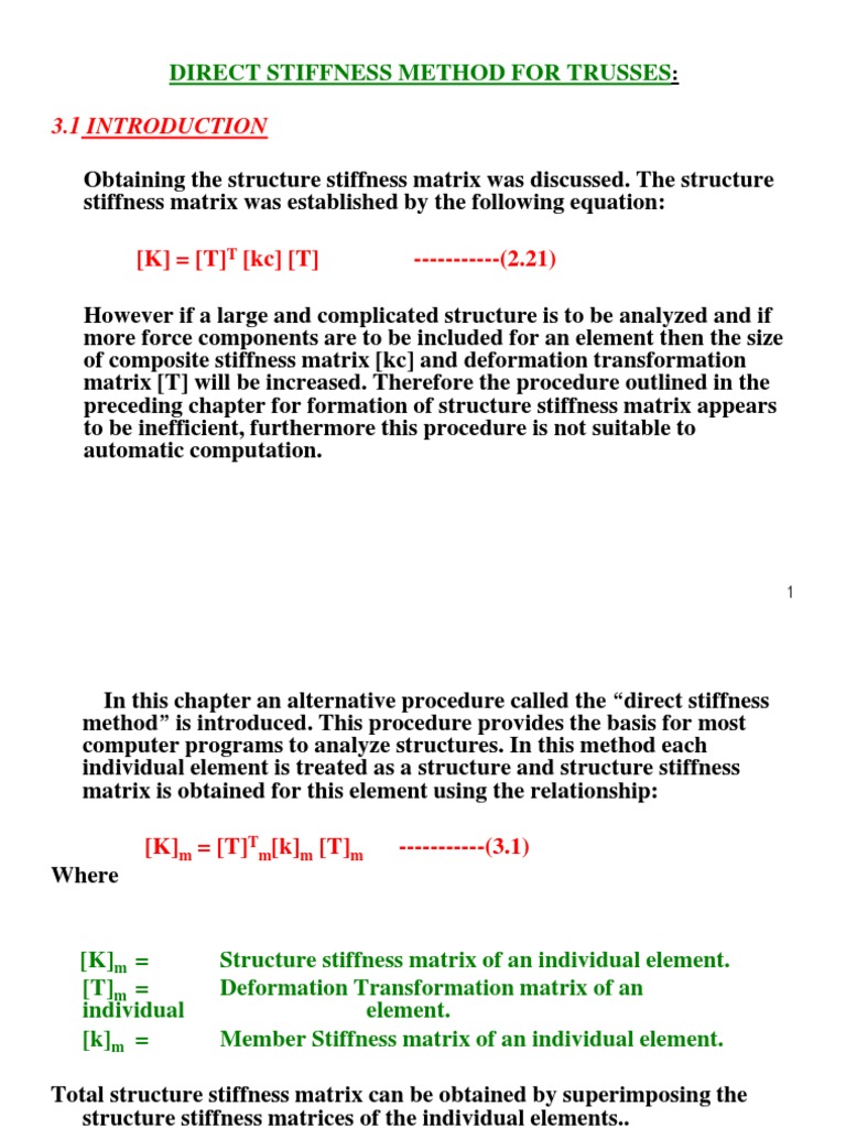 Stiffness Method Truss | PDF | Matrix (Mathematics) | Mathematical Analysis