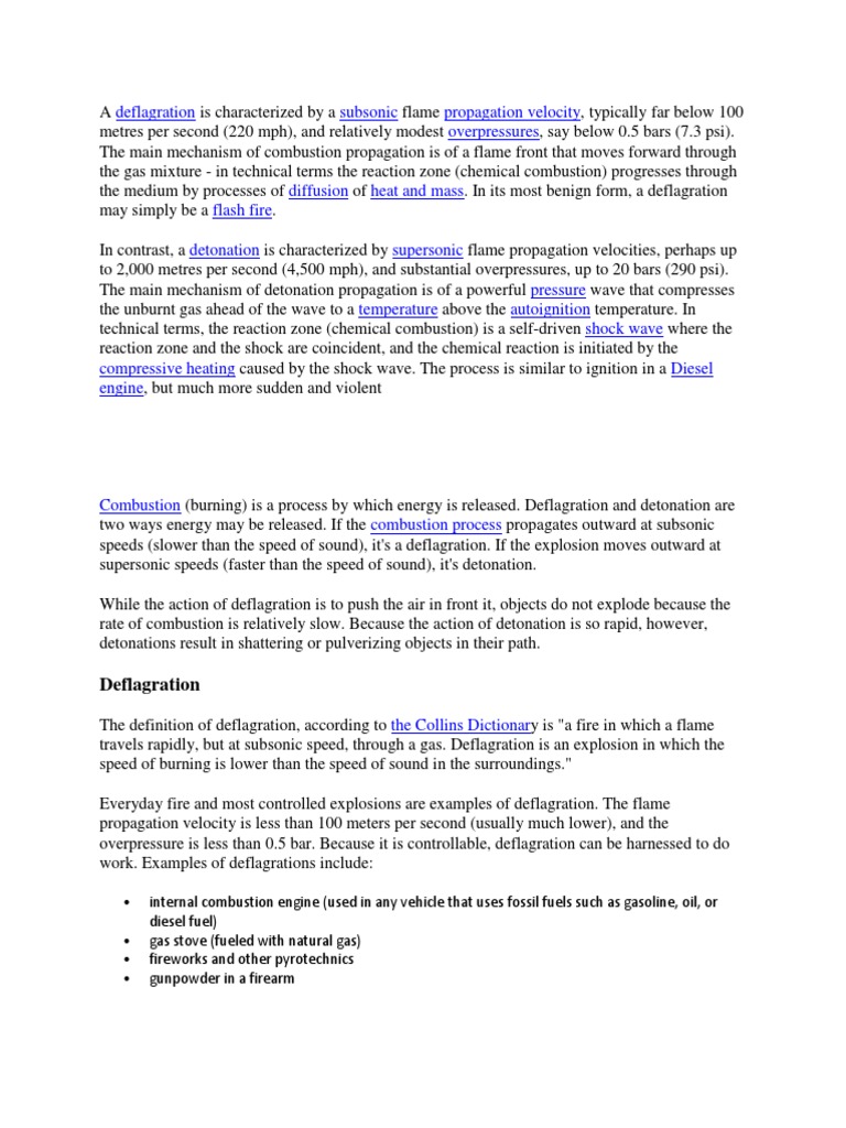 Deflagration & Detonation | PDF | Explosion | Shock Wave