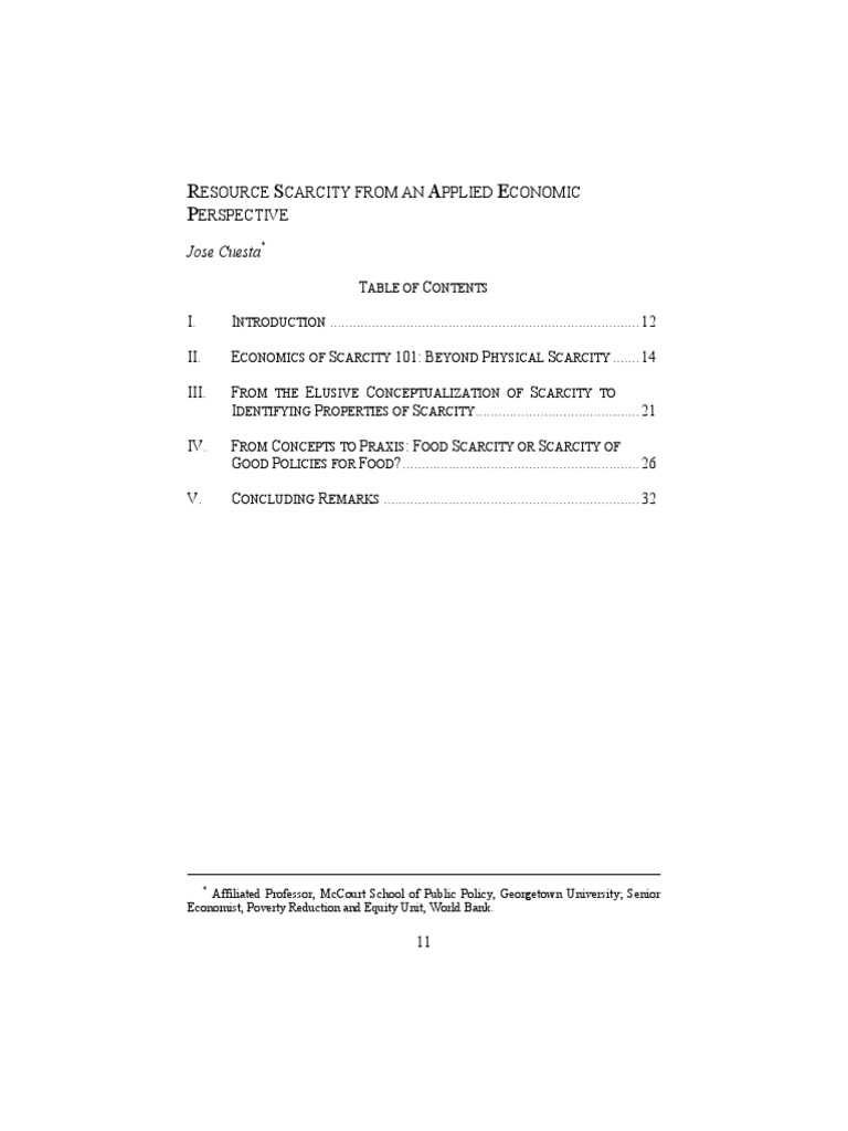 Resource Scarcity From An Applied Economic Perspective | PDF ...
