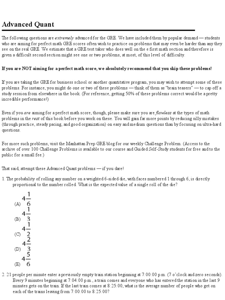 Advanced Quant PDF | PDF | Graduate Record Examinations | Body Mass Index