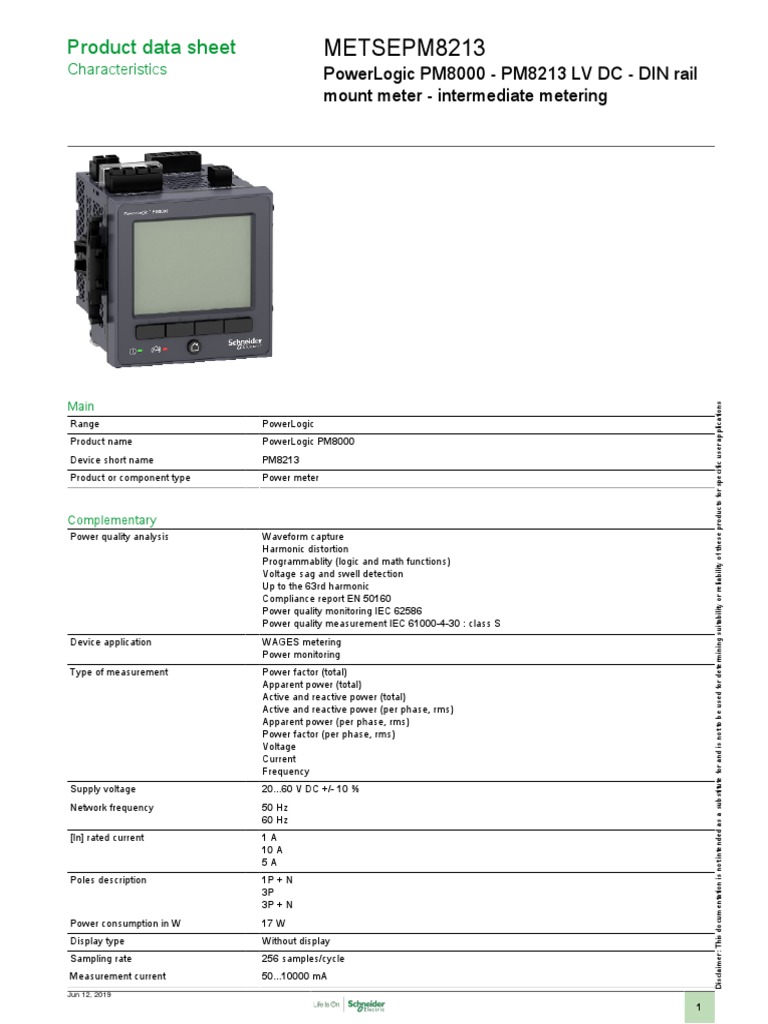 PowerLogic PM8000 Series - METSEPM8213 | PDF | Ac Power | Electricity