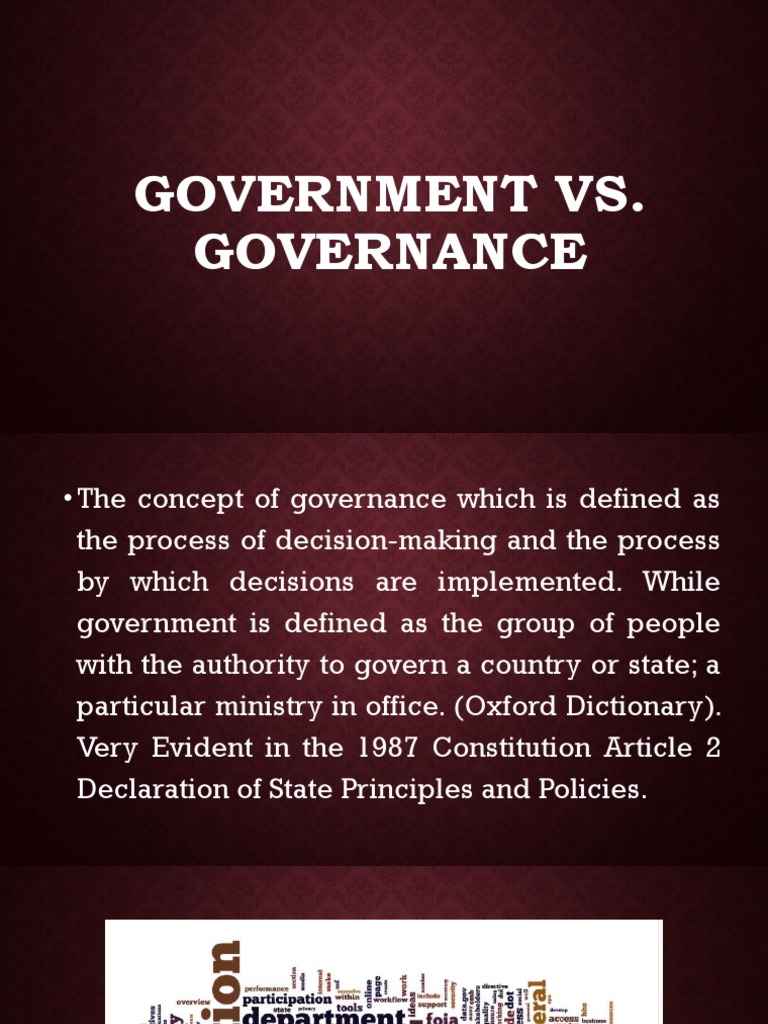 Understanding the Relationship between Government and Governance: A ...
