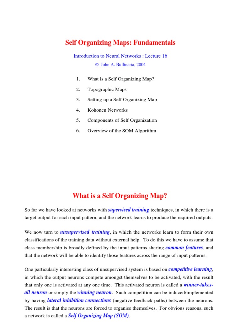 Self Organizing Maps: Fundamentals: Introduction To Neural Networks ...