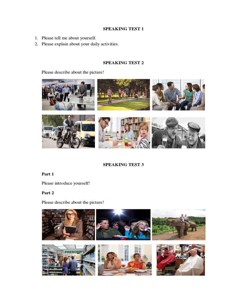 Concise Introductions and Descriptions: Titles for Three Speaking Tests ...