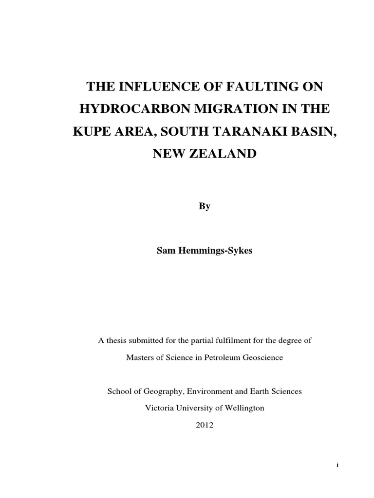 The Influence of Faulting On Hydrocarbon Migration in The Kupe Area ...