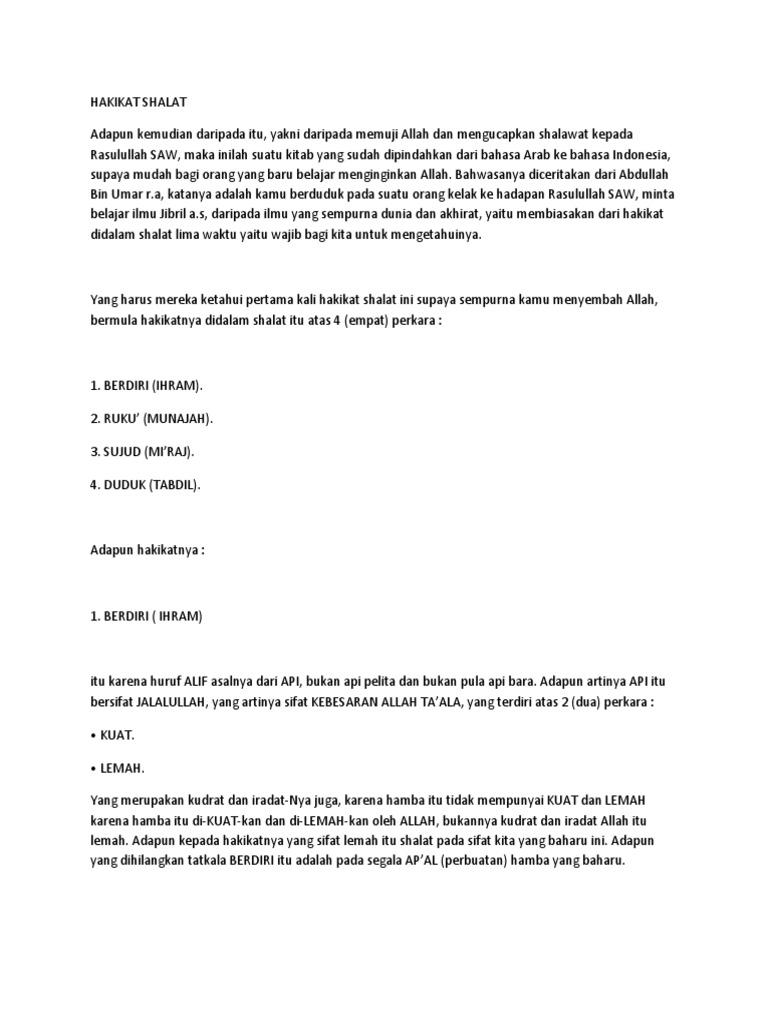 HAKIKAT SHALAT Dan Mengapa Harus Solat | PDF