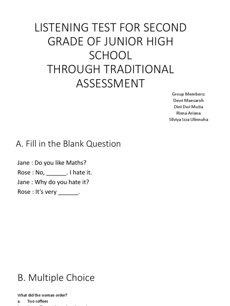 Second Grade Listening Test Template | PDF