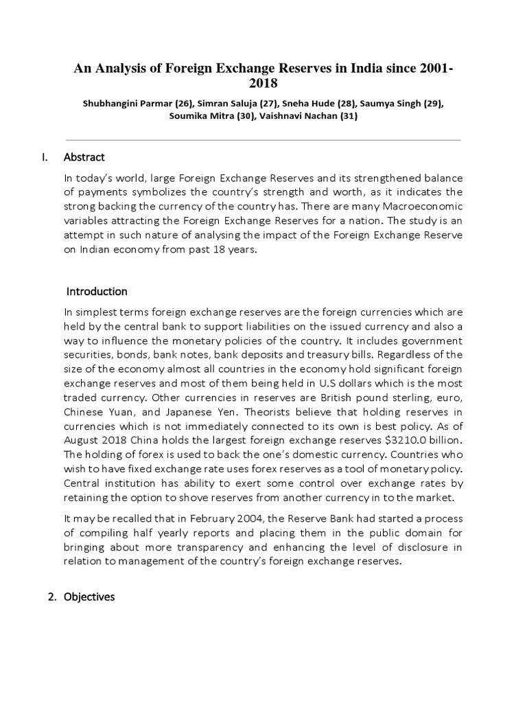 Analysis of Foreign Reserve in India Since 2001-2018 | PDF | Foreign ...