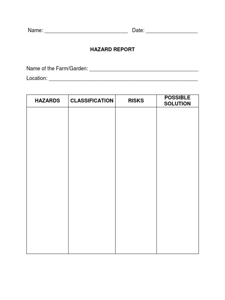 Hazard Report Template | PDF