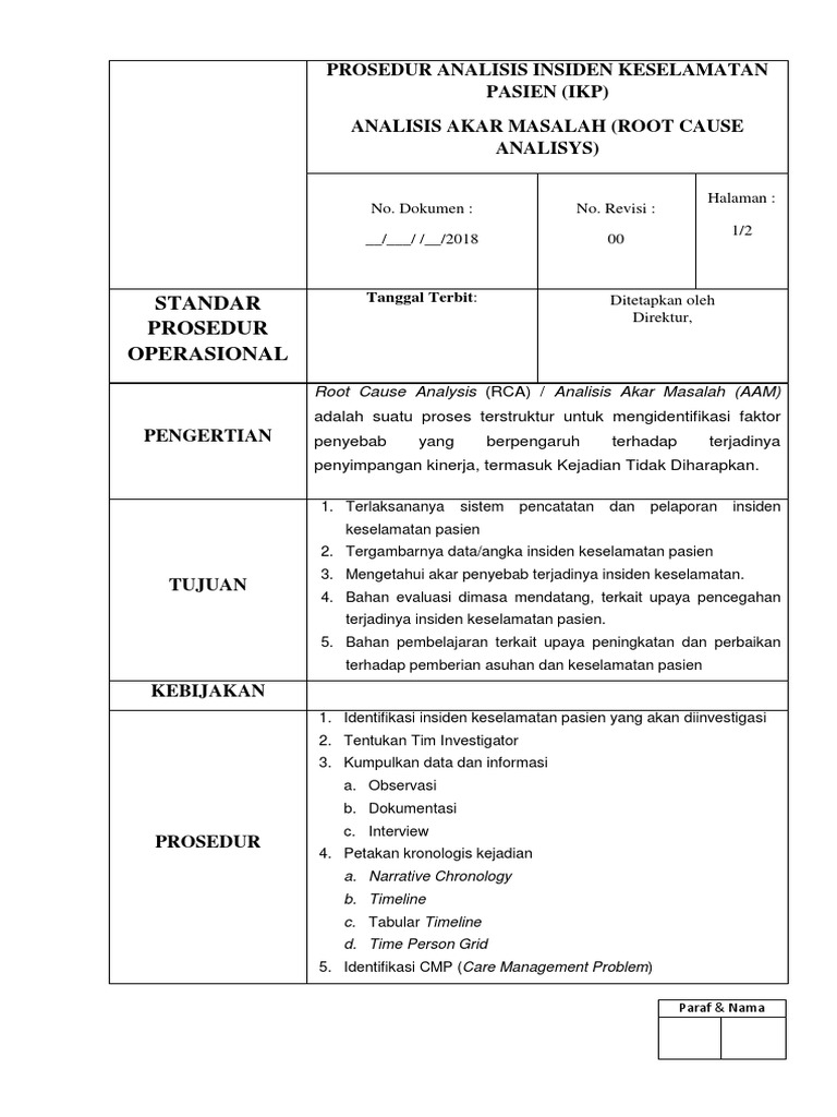 9.SPO Prosedur RCA | PDF