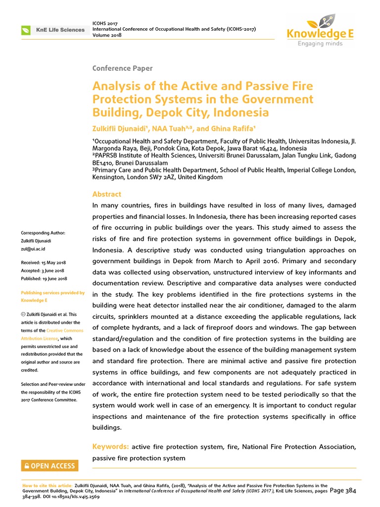 Analysis of The Active and Passive Fire Protection Systems in The ...