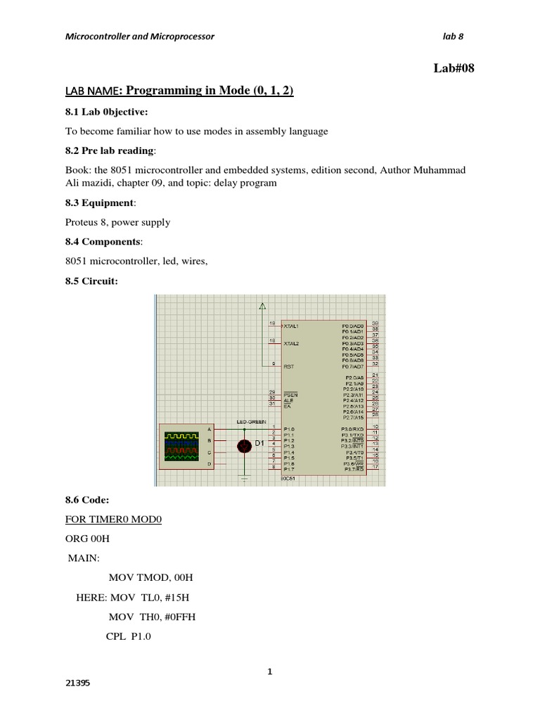 LAB NAME: Programming in Mode (0, 1, 2) | PDF | Microcontroller ...