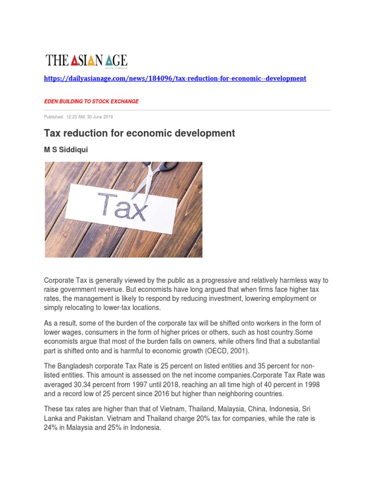 Tax Reduction For Economic Development | PDF | Corporate Tax | Taxes