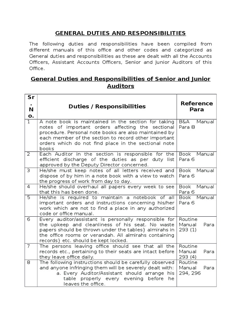 Senior Auditor Duties and Responsibilities | PDF | Audit | Cheque